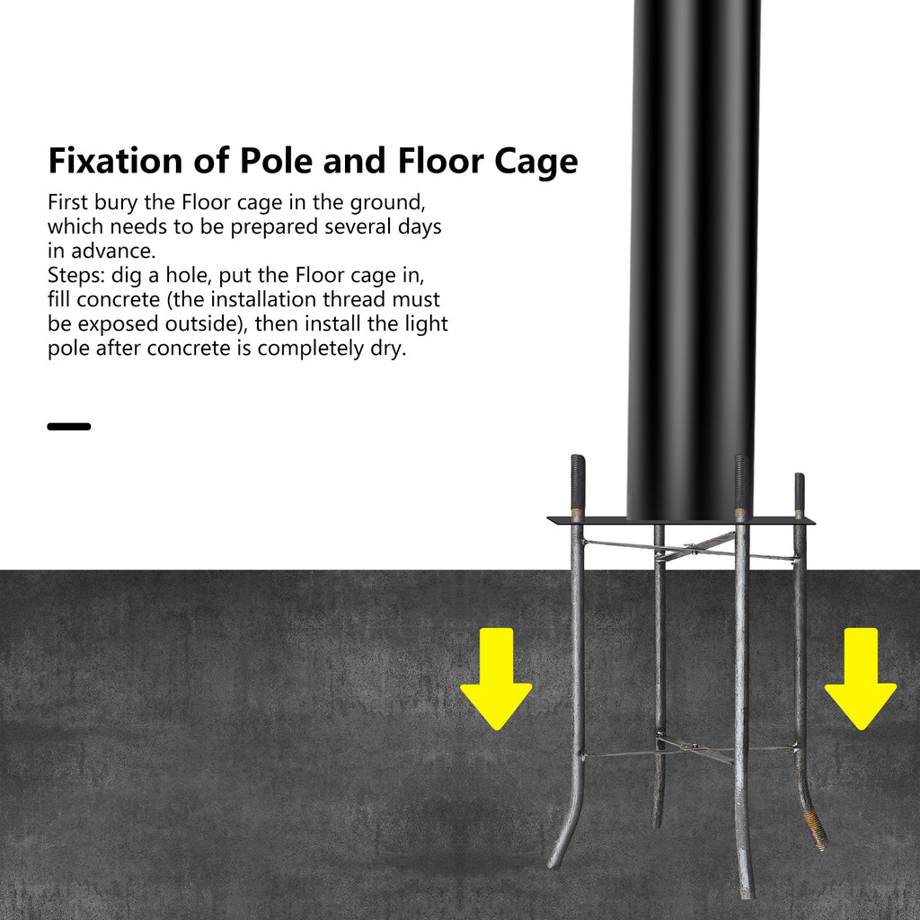 TENKOO Street Light Pole 16.4ft Tall. Outdoor Universal Metal Street L ...